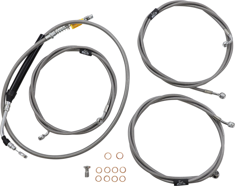 LA CHOPPERS Handlebar Cable/Brake Line Kit - 12" - 14" Ape Hanger Hand ...