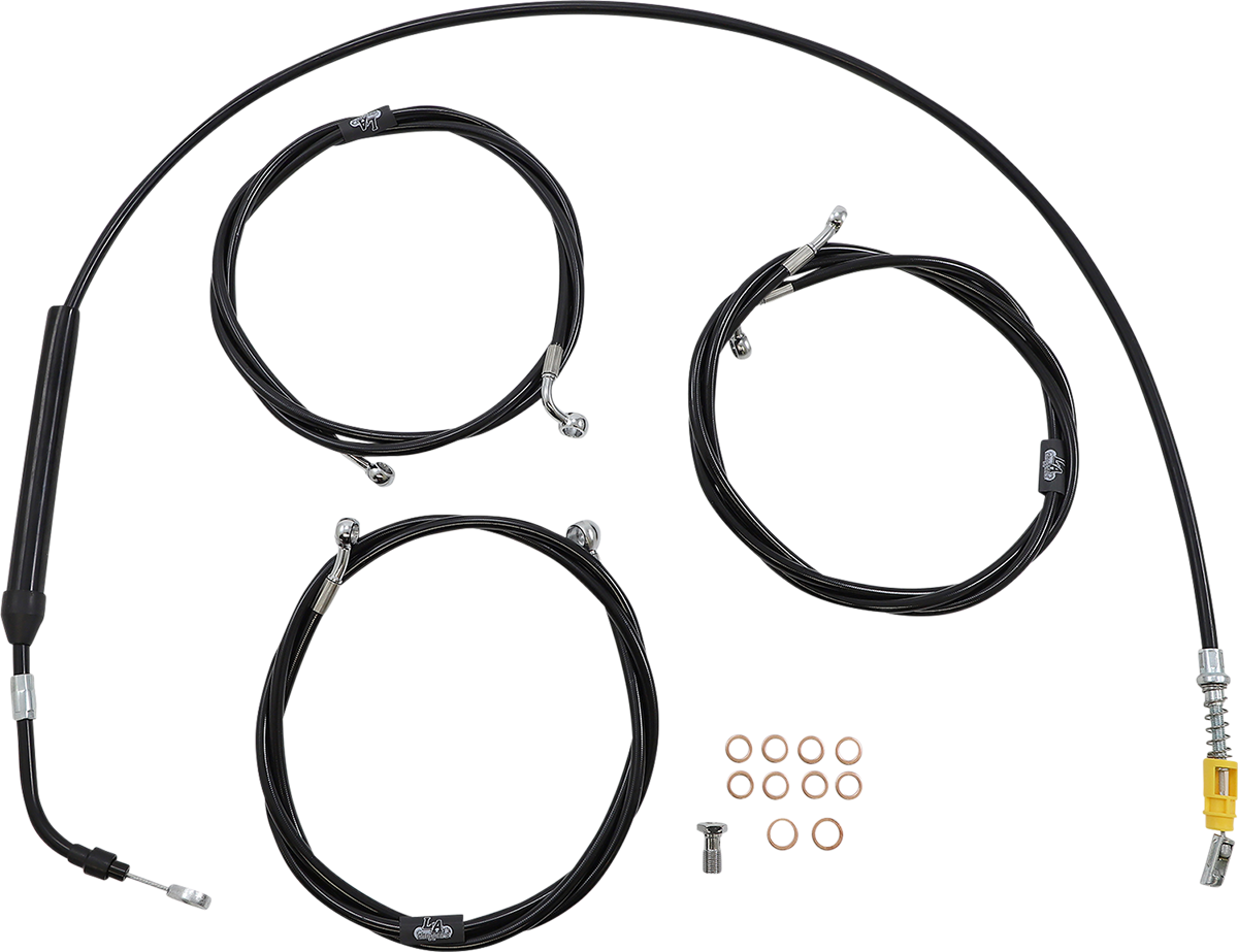LA CHOPPERS Handlebar Cable/Brake Line Kit - 12" - 14" Ape Hanger Hand ...