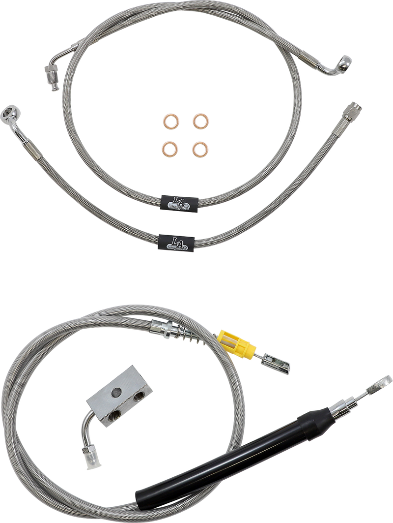 LA CHOPPERS Handlebar Cable/Brake Line Kit - 18" - 20" Ape Hanger Hand ...
