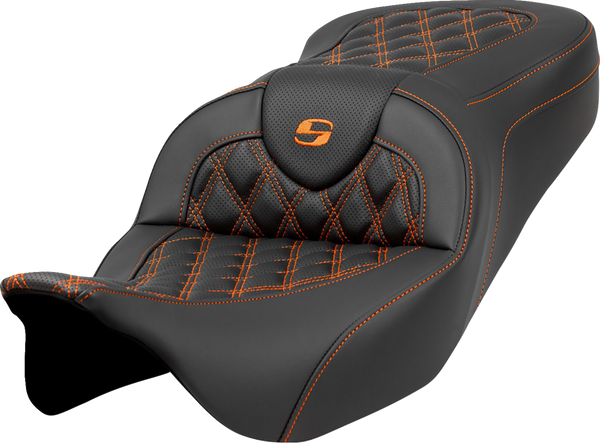 SADDLEMEN Roadsofa Seat - Lattice Stitch - Orange Stitch - without Bac ...