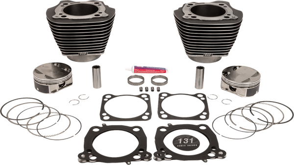 S&S CYCLE Cylinder Kit - 131" Stroker Cylinder - Black Granite w/Highl ...