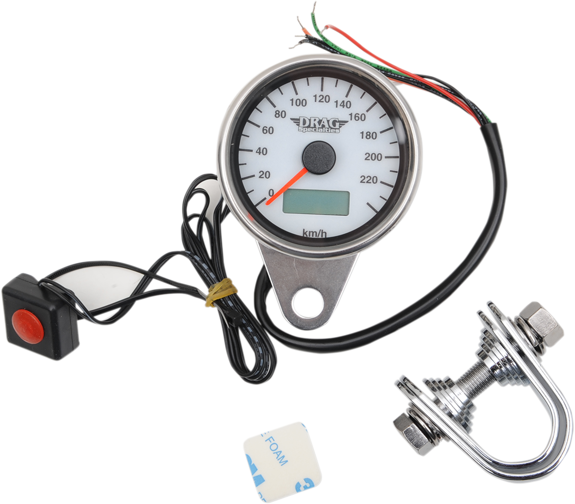 DRAG SPECIALTIES 2.4" KMH Programmable Mini Electronic Speedometer with ...